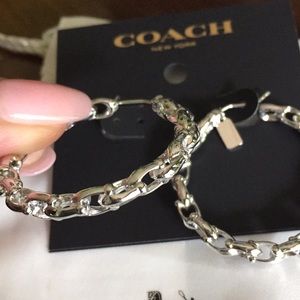 Coach | Jewelry | Coach Signature Link Hoop Earrings | Poshmark
